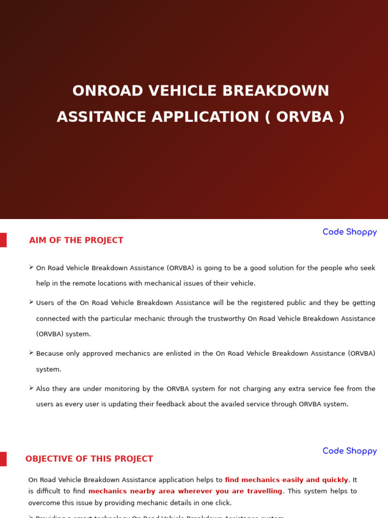 On-Road Vehicle Breakdown Assistance App | PDF | Computer Hardware ...