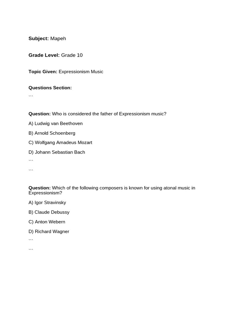 quiz_Mapeh (2) | PDF