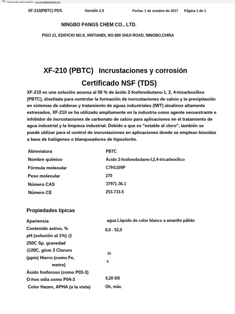 PBTC TDS - En.es | PDF