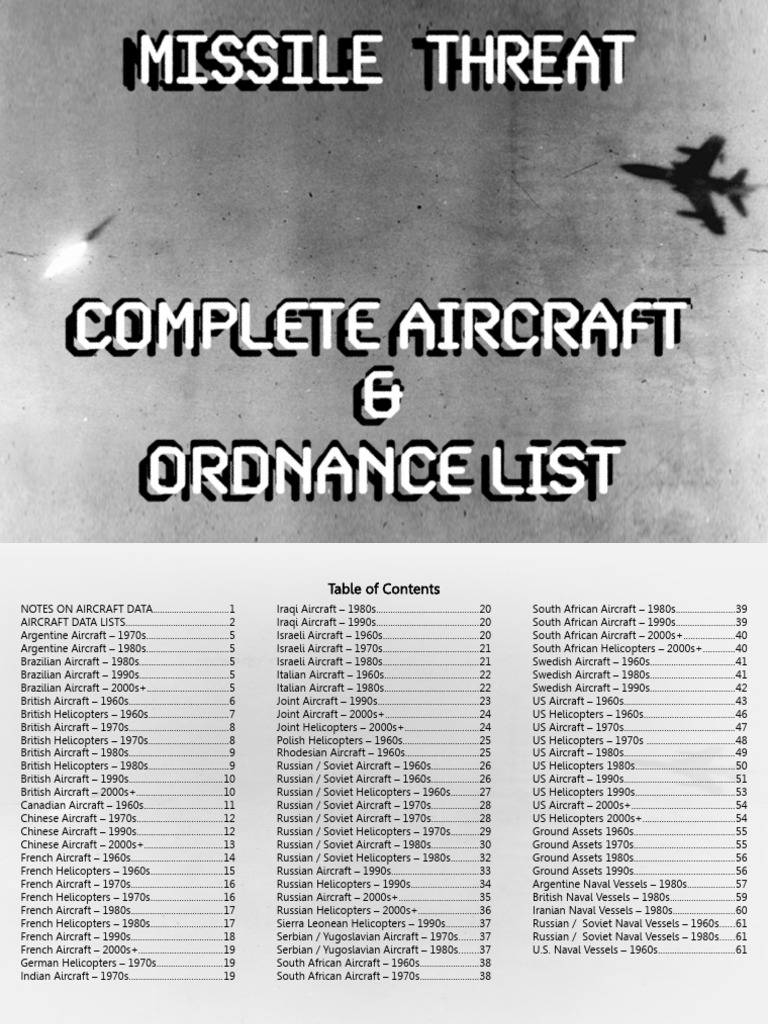 Complete Aircraft and Ordnance List 1.7 | PDF