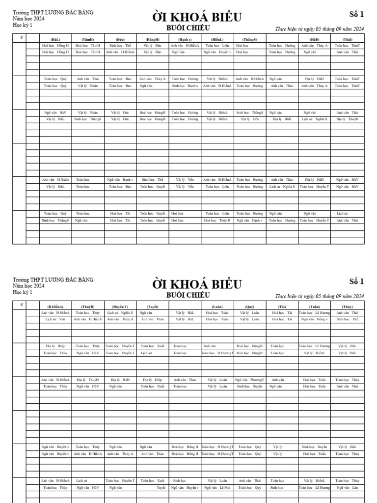 TKB Buoi Chieu | PDF