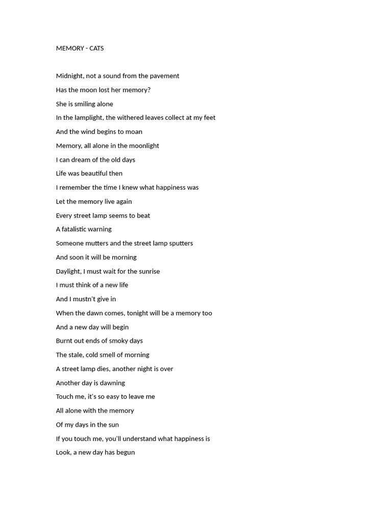 Memory Cats Lyrics | PDF