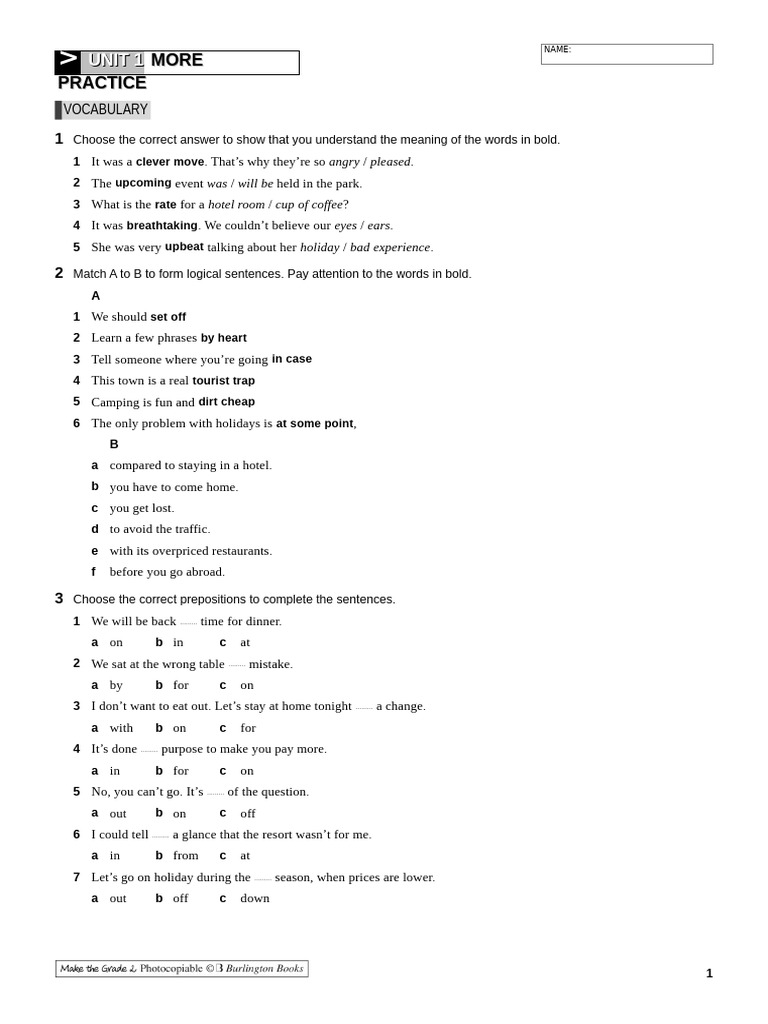 U1 More Practice 2º Bach | PDF