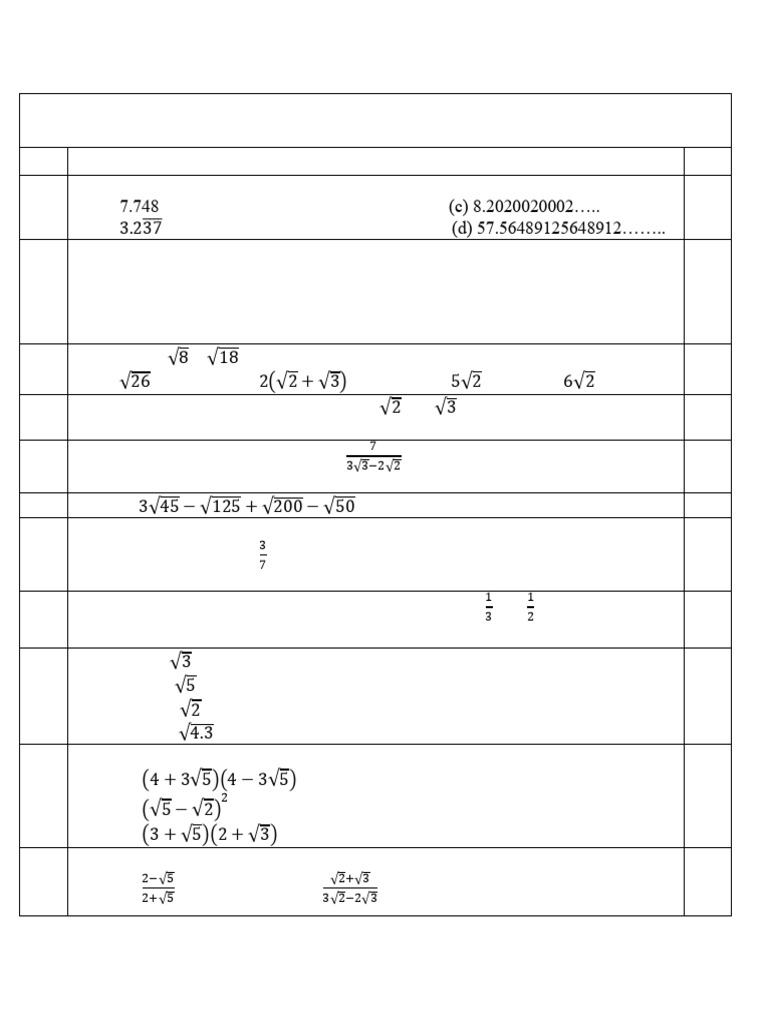Revision Worksheet Pt 1 Class 9 Pdf
