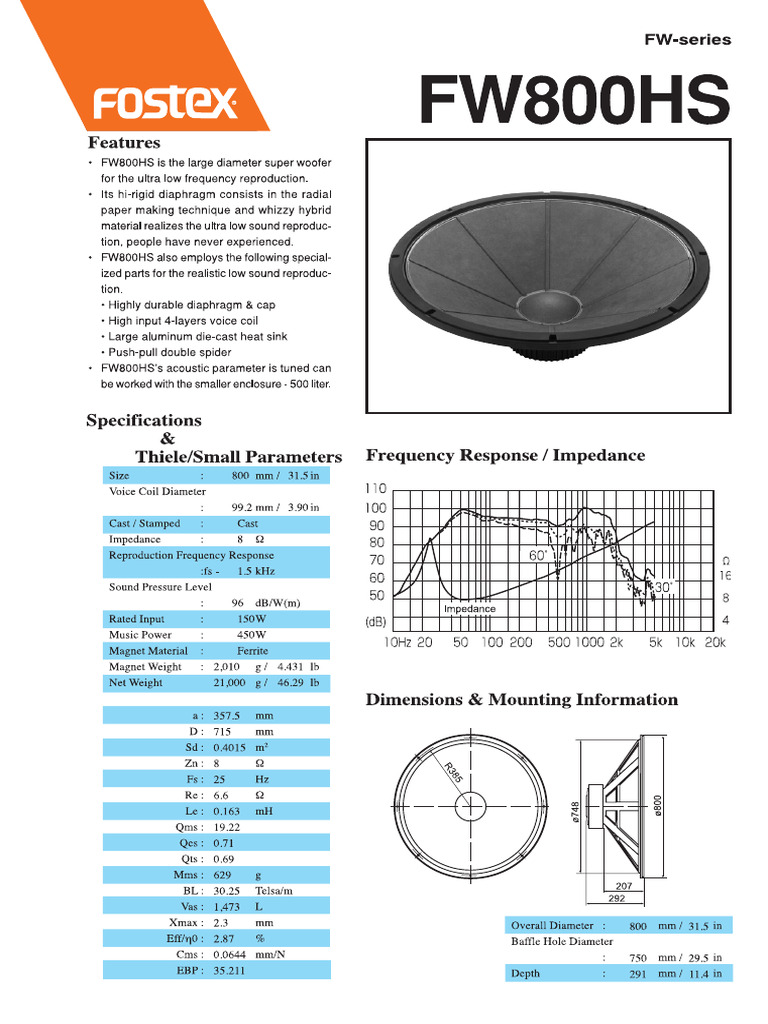 Fostex FW800HS | PDF