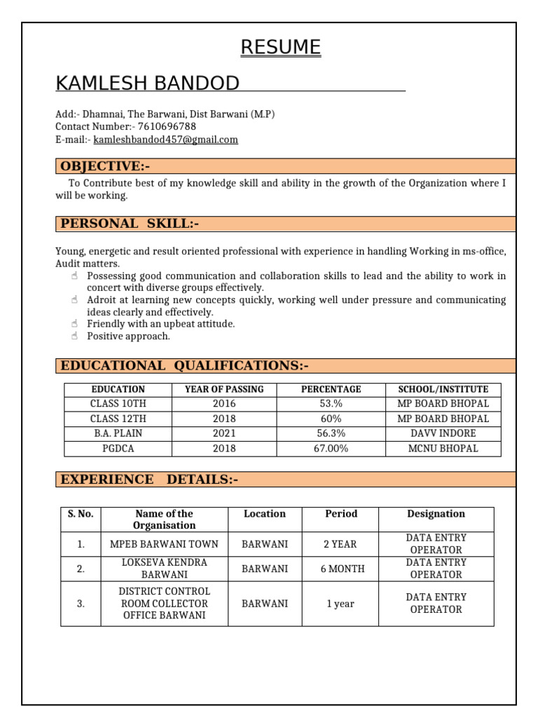 Kamlesh Resume | PDF