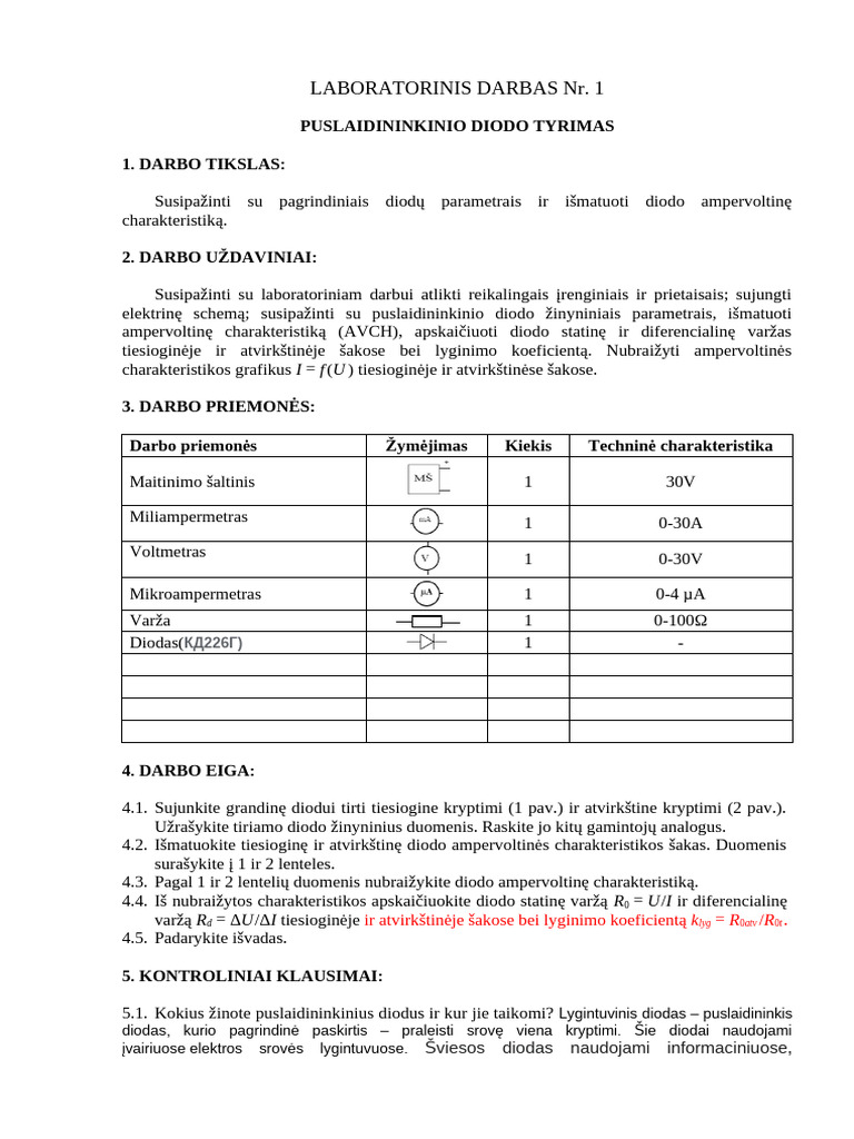 LD01 - Diodo - Tyrimas + | PDF