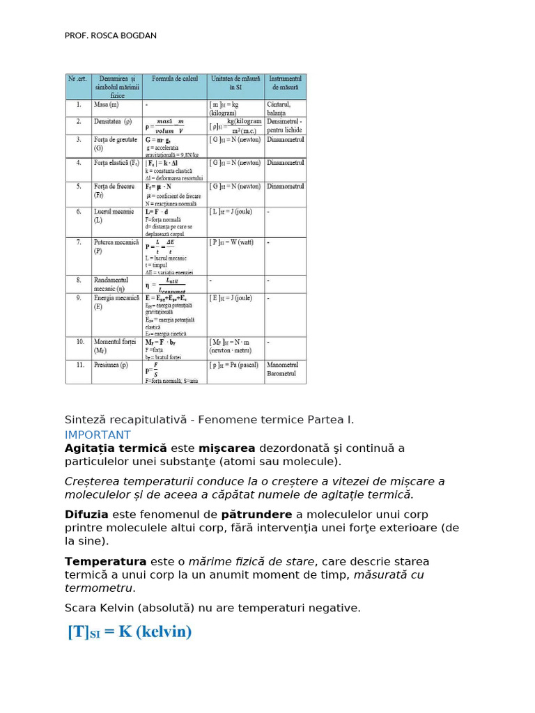Recapitulare Fizica Cls 8 | PDF