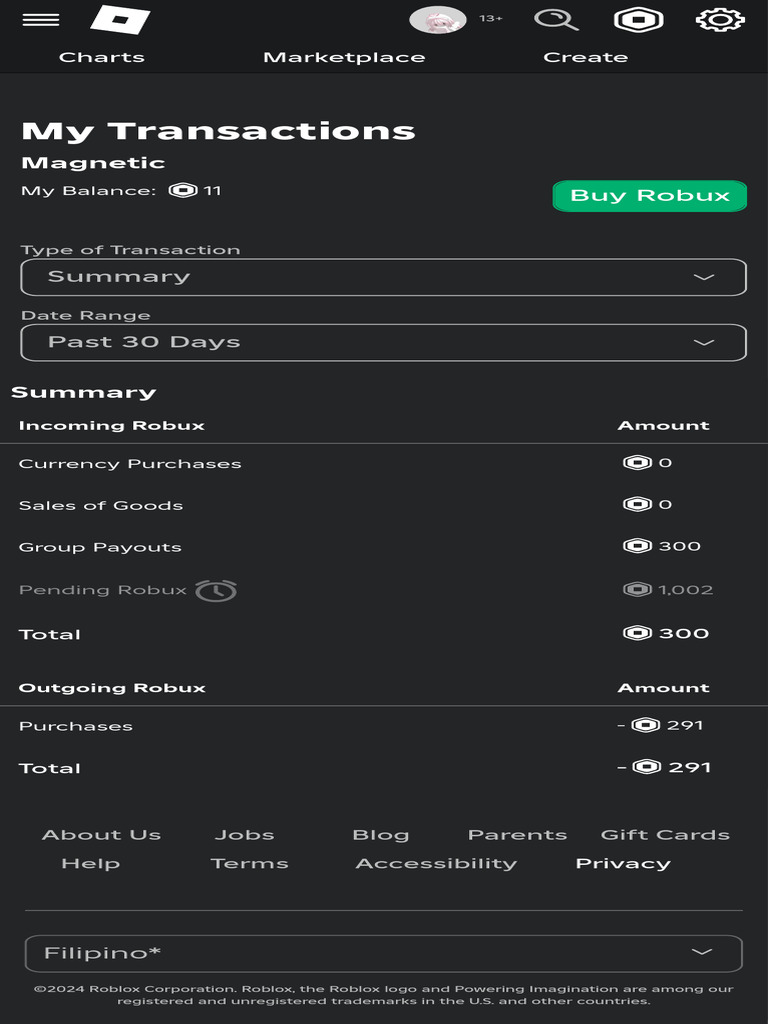 My Transactions - Roblox | PDF