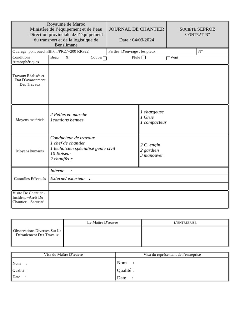 Journal de chantier | PDF