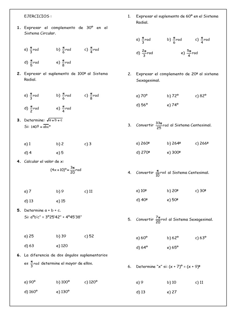 EJERCICIOS DE CONVERSIONES | PDF