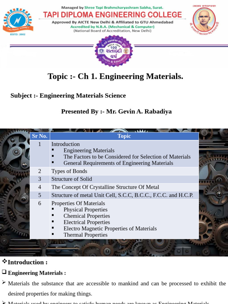 CH 1 Engineering Materials | PDF