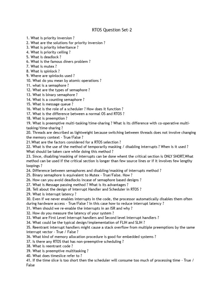 RTOS Question Set-2 | PDF