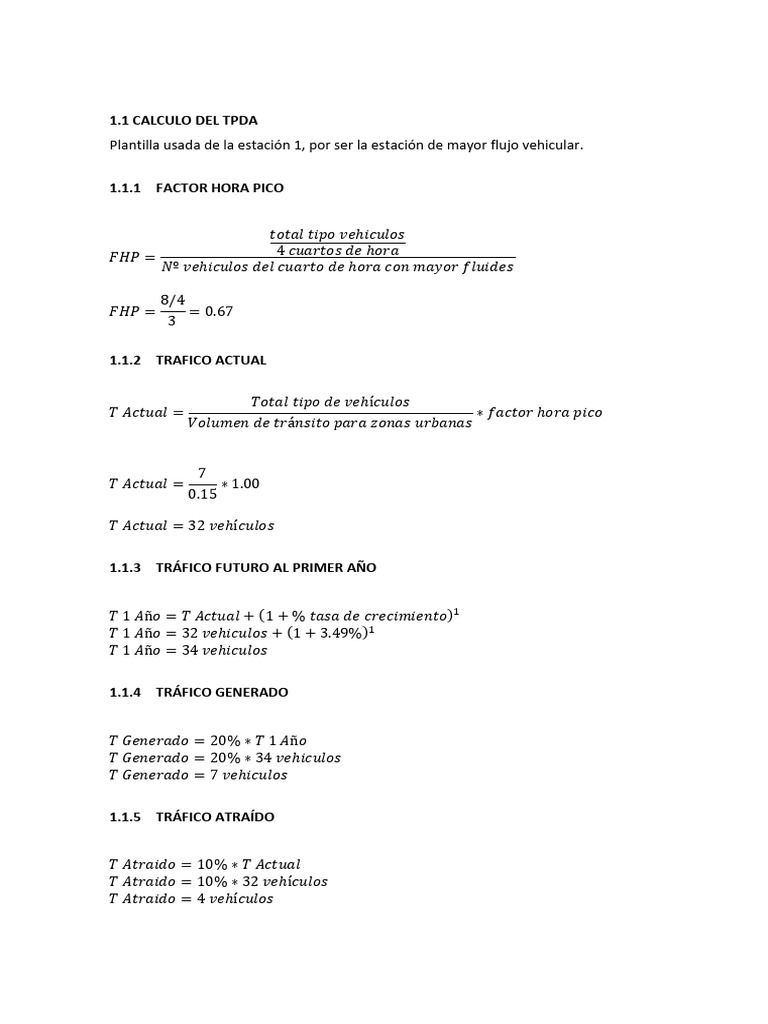 Calculo Del Tpda | PDF