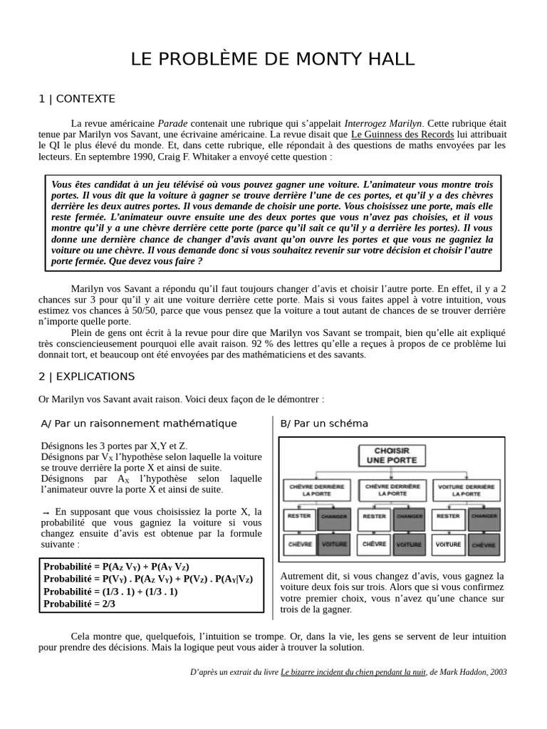 Le Problème de Monty Hall | PDF
