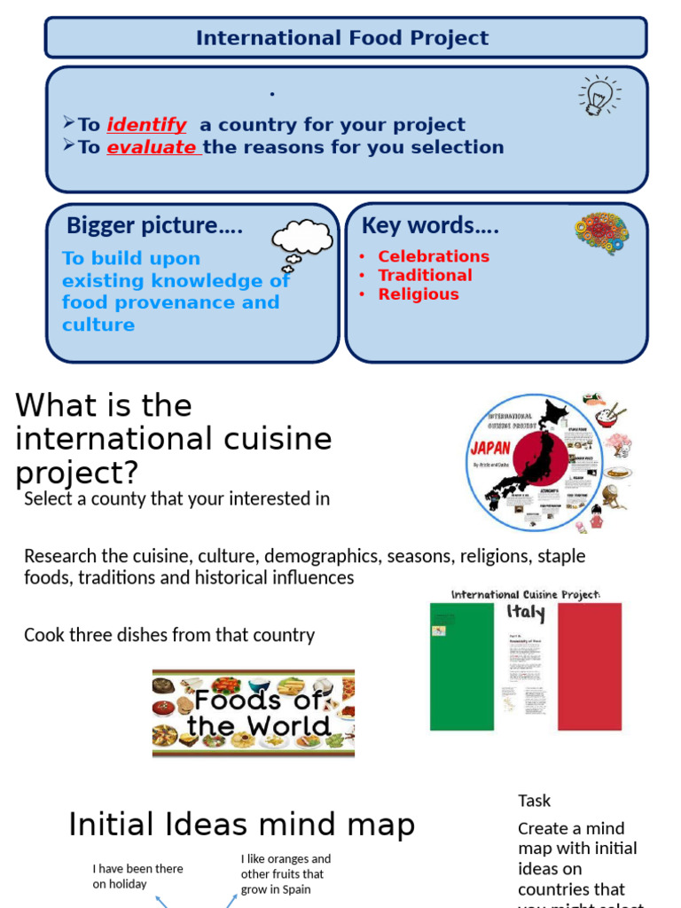 Lesson 9 - International Food Project 1 | PDF