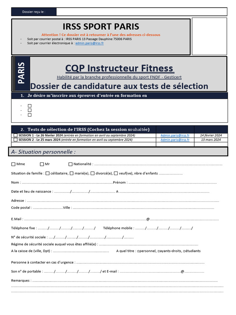02 - Dossier A Retourner Tests CQP If (Paris) | PDF