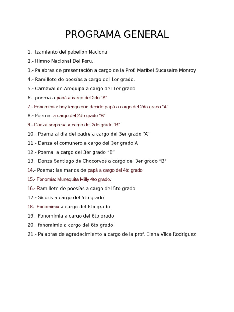 PROGRAMA GENERAL | PDF