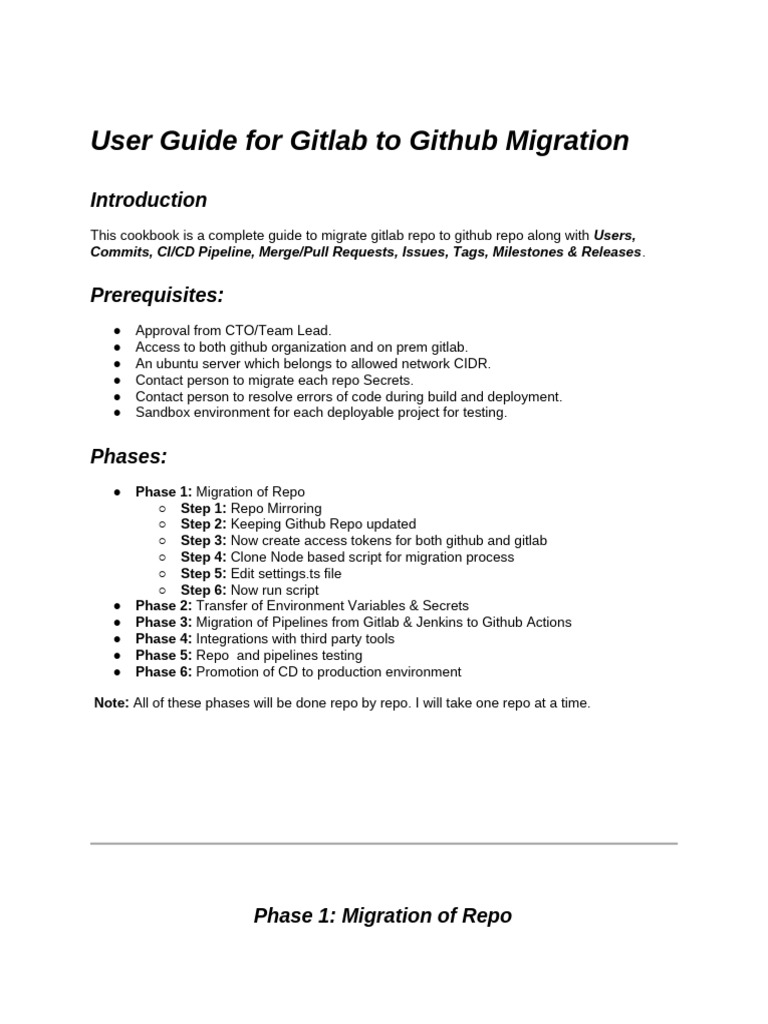 User Guide For Gitlab To Github Migration | PDF