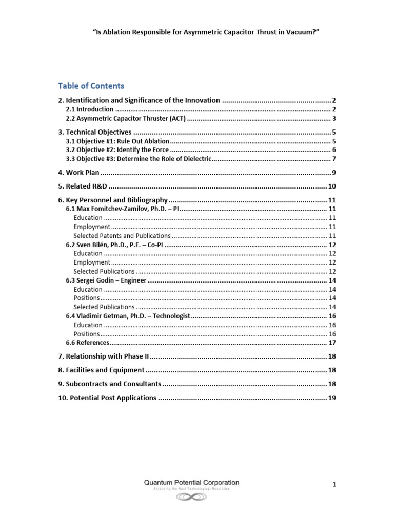 NASA On Asymmetric Capacitor Thrust | PDF