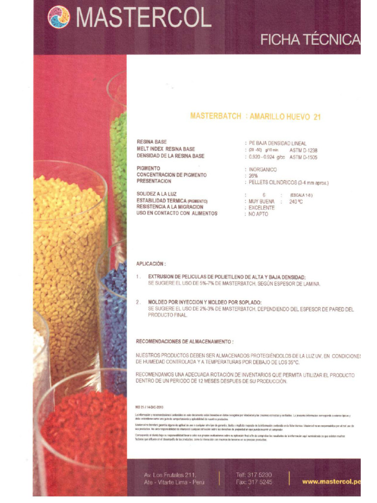 AMARILLO HUEVO 21 (Mastercol) | PDF