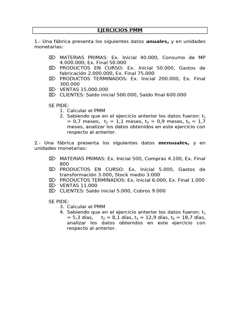 Ejercicio PMM 1 | PDF