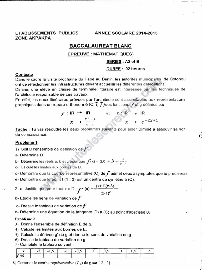 Examen Blanc Math A2 | PDF