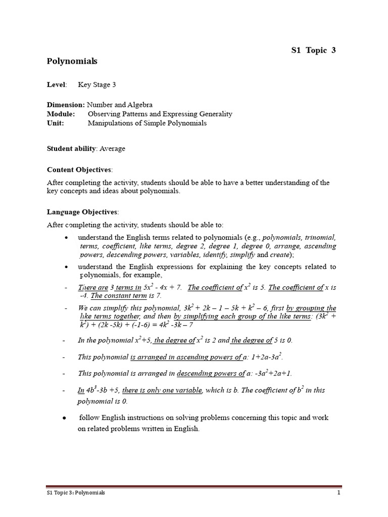 F1 Polynomials | PDF