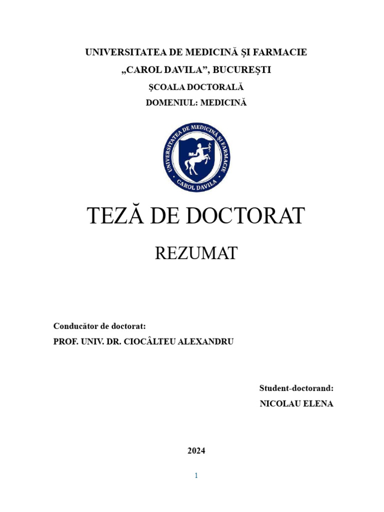 Rezumat Doctorat | PDF
