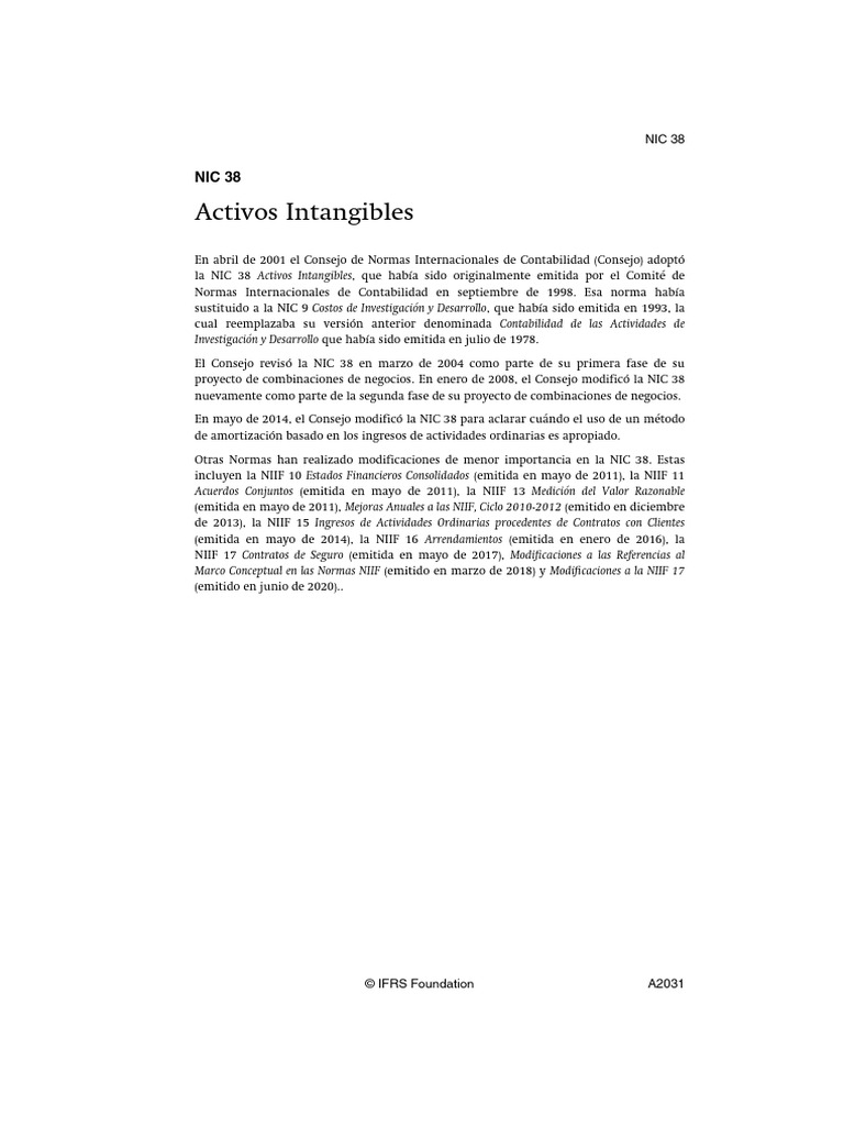 Nic 38 Activos Intangibles | PDF