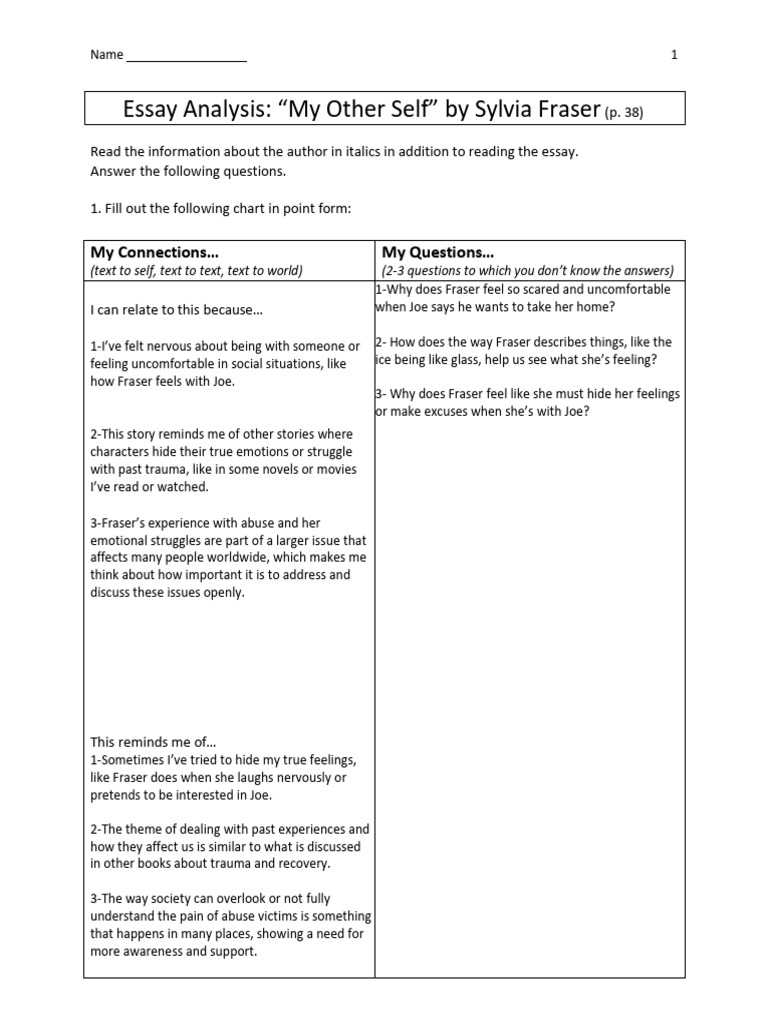 My Other Self Questions | PDF