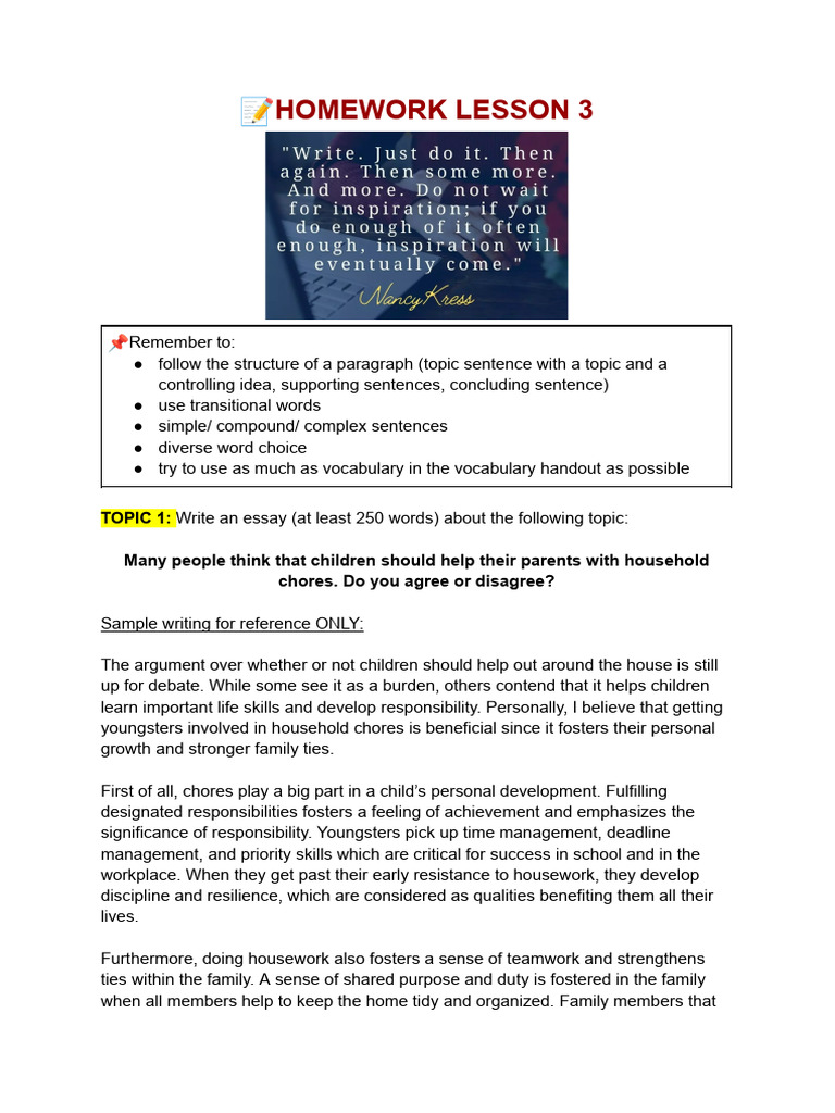 HOMEWORK LESSON 3 | PDF