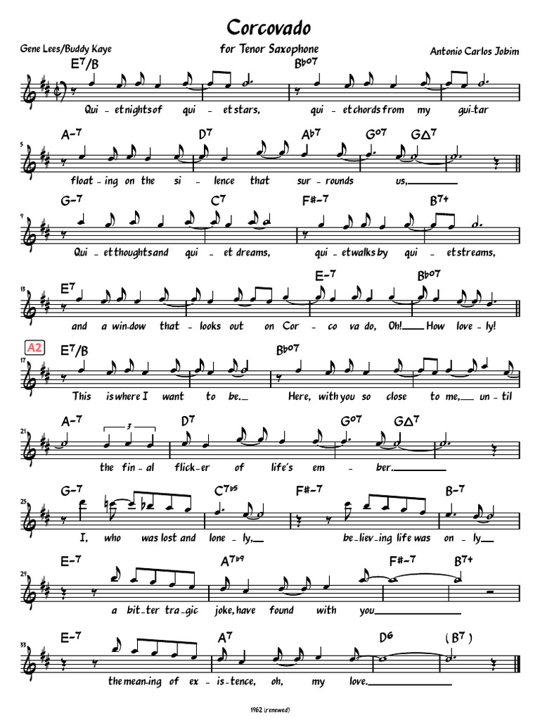 Corcovado Tenor Lead Sheet | PDF