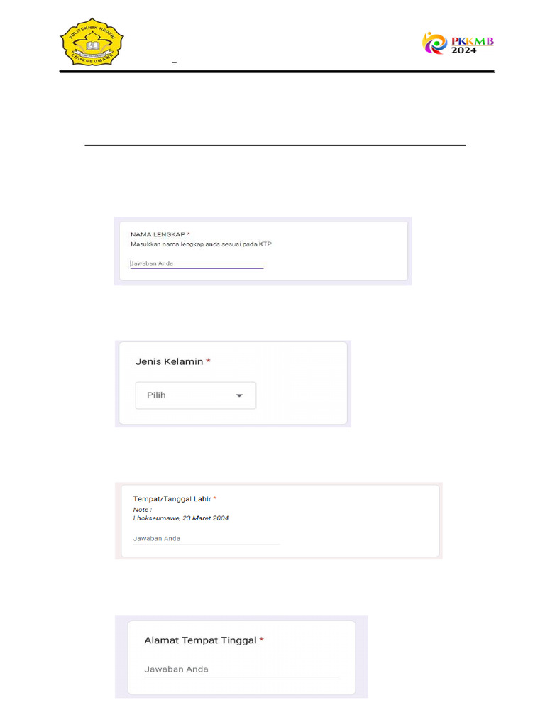 Tata Cara Pengisian Form Pendaftaran Online PKKMB PNL 2024 | PDF