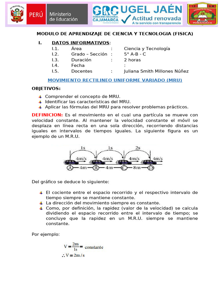 Modulo de Aprendizaje de Mru | PDF | Velocidad | Hora Modulo de Aprendizaje de Mru | PDF | Velocidad | Hora