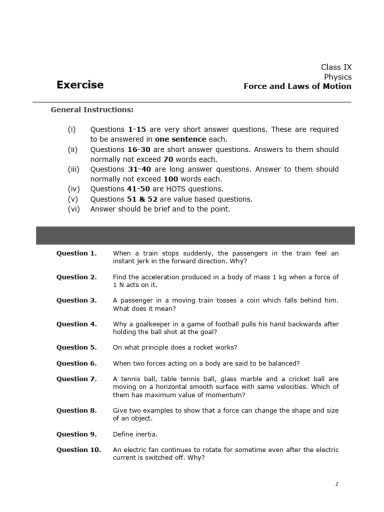 Force and Laws of Motion | PDF