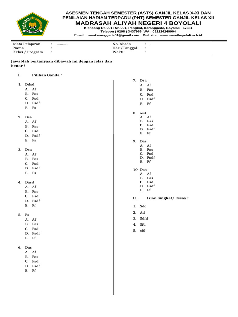 File Format Soal | PDF