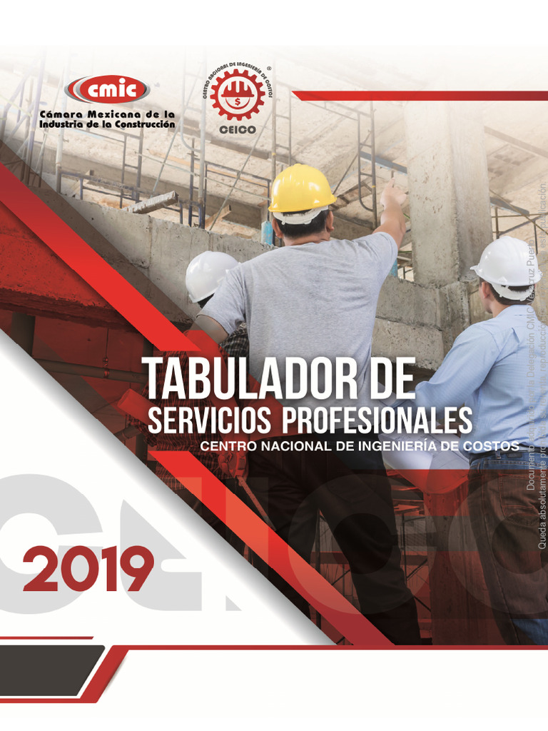 Tabulador de Servicios Profesionales 2019 | PDF