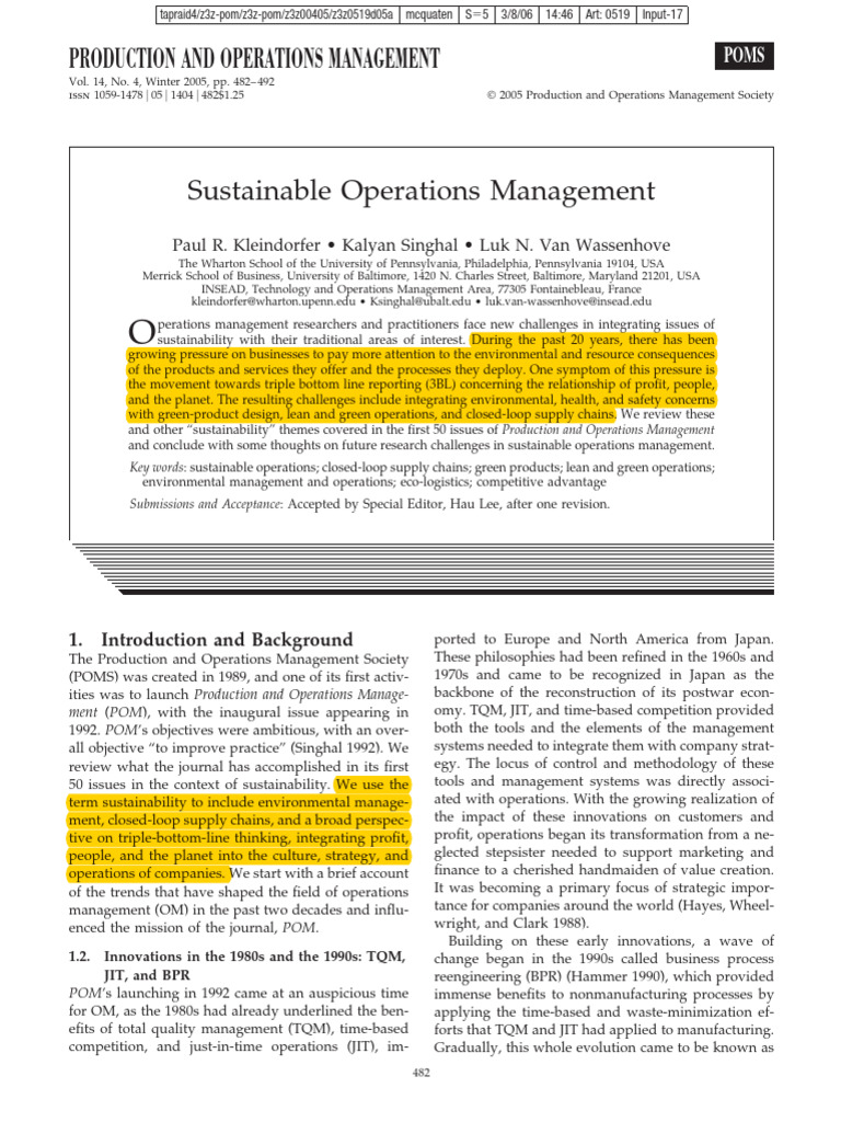 Sustainable Operations Management Insights | PDF | Sustainability ...