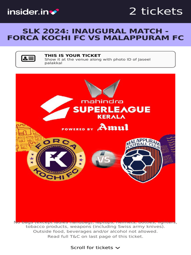 SLK 2024: Inaugural Match - Forca Kochi FC Vs Malappuram FC: This Is ...