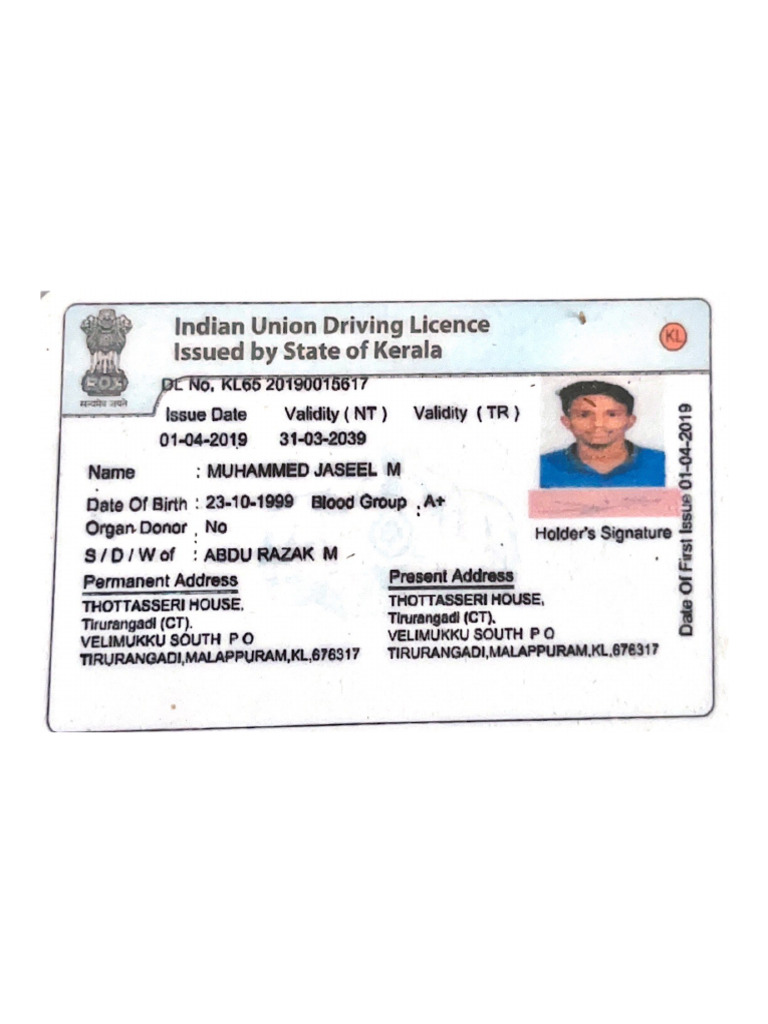 Indian Union Driving Licence | PDF