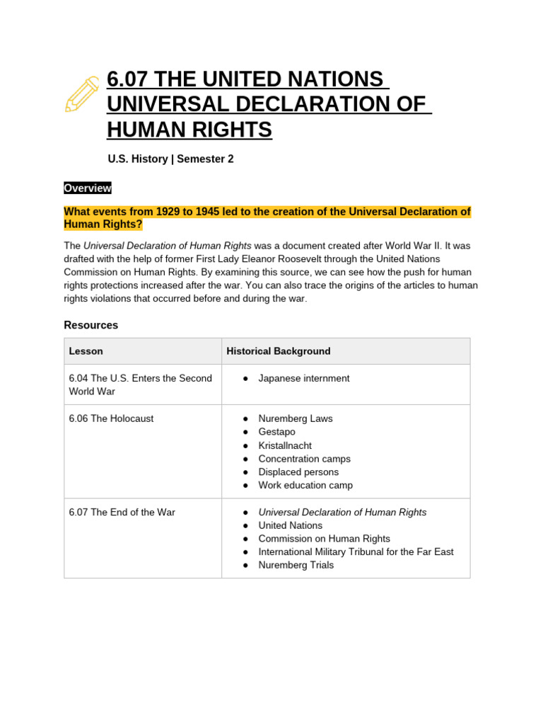 6.07 The United Nations Universal Declaration of Human Rights | PDF