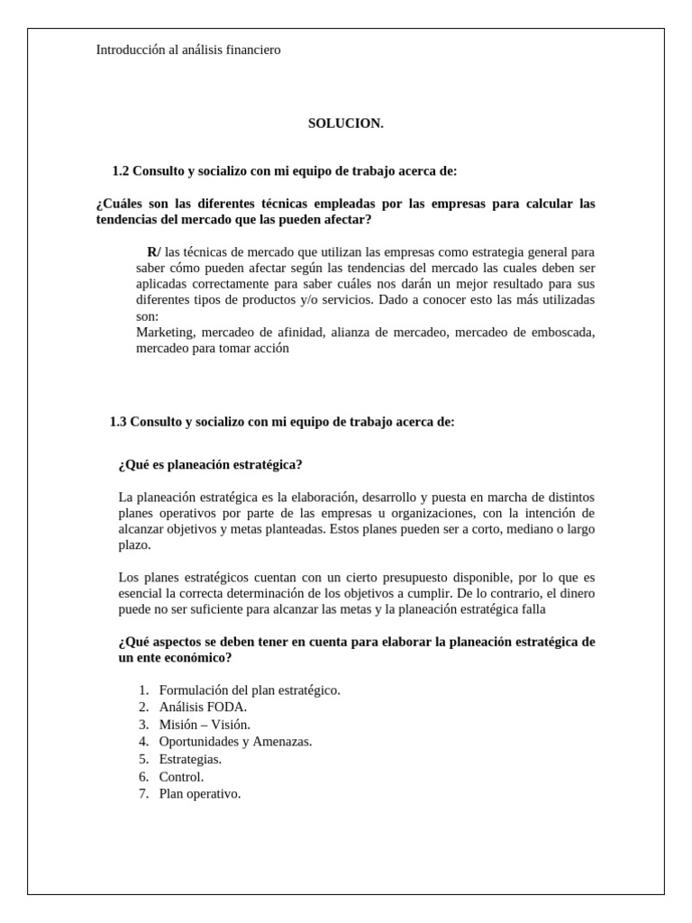 Solucion Del Taller Introduccion Al Analisis Financiero | PDF Solucion Del Taller Introduccion Al Analisis Financiero | PDF