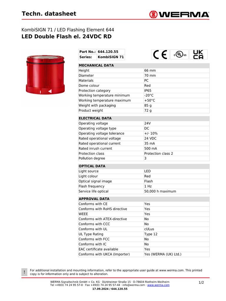 Werma Techn. Datasheet 1-64412055 | PDF