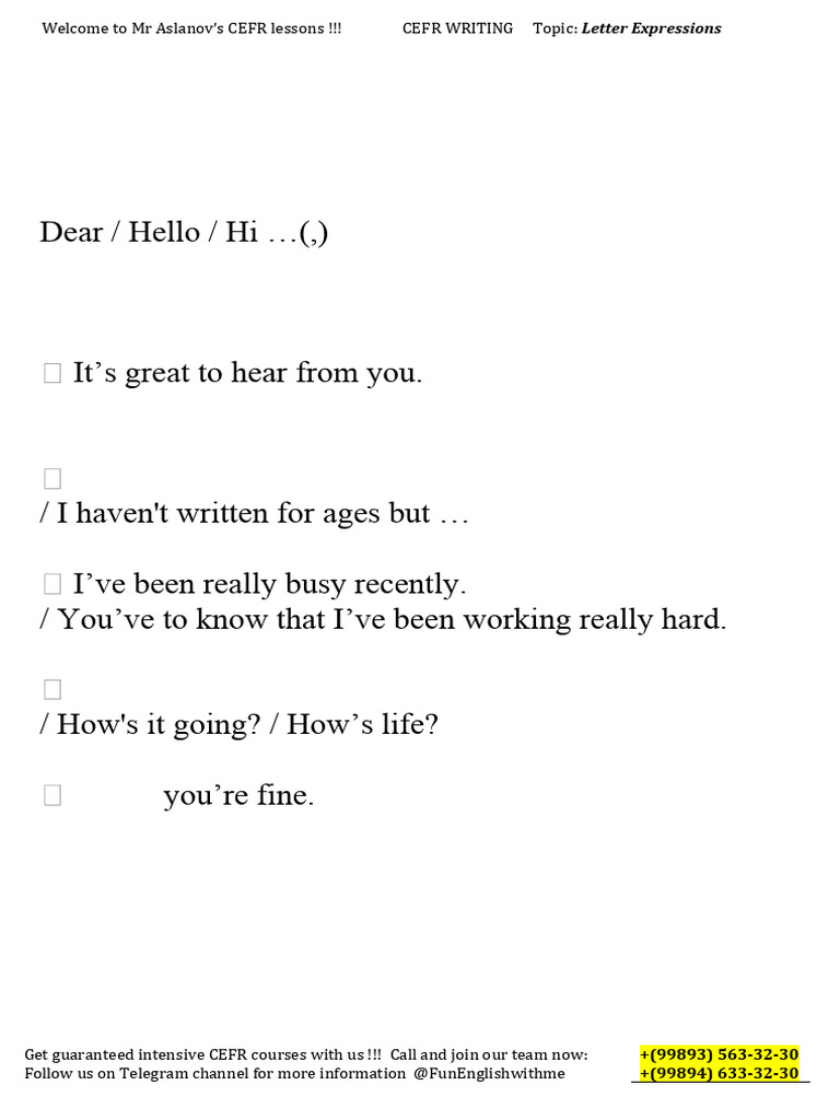 CEFR Letter Expressions | PDF