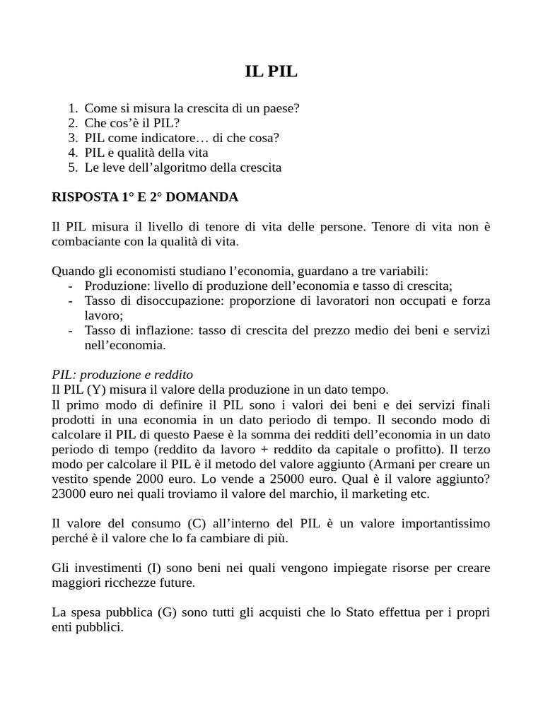 Il Pil | PDF