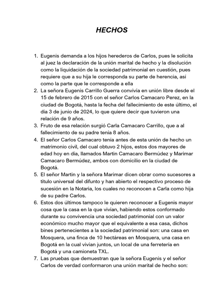 Hechos Demanda | PDF