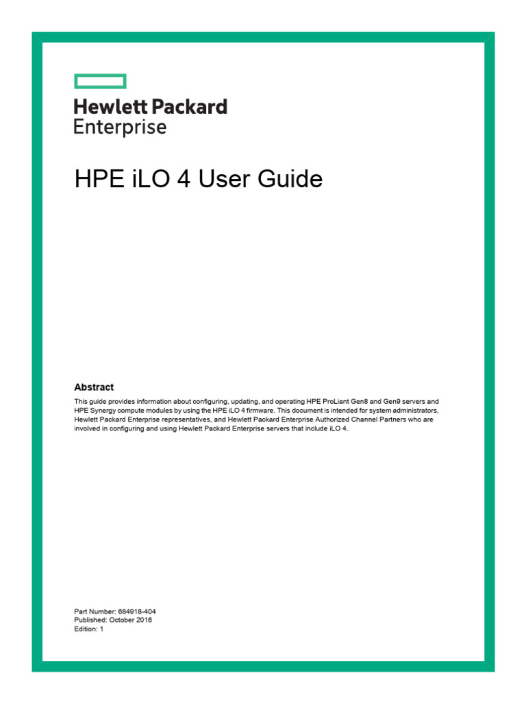 HPE iLO 4 User Guide - National Instruments 1-3 | PDF