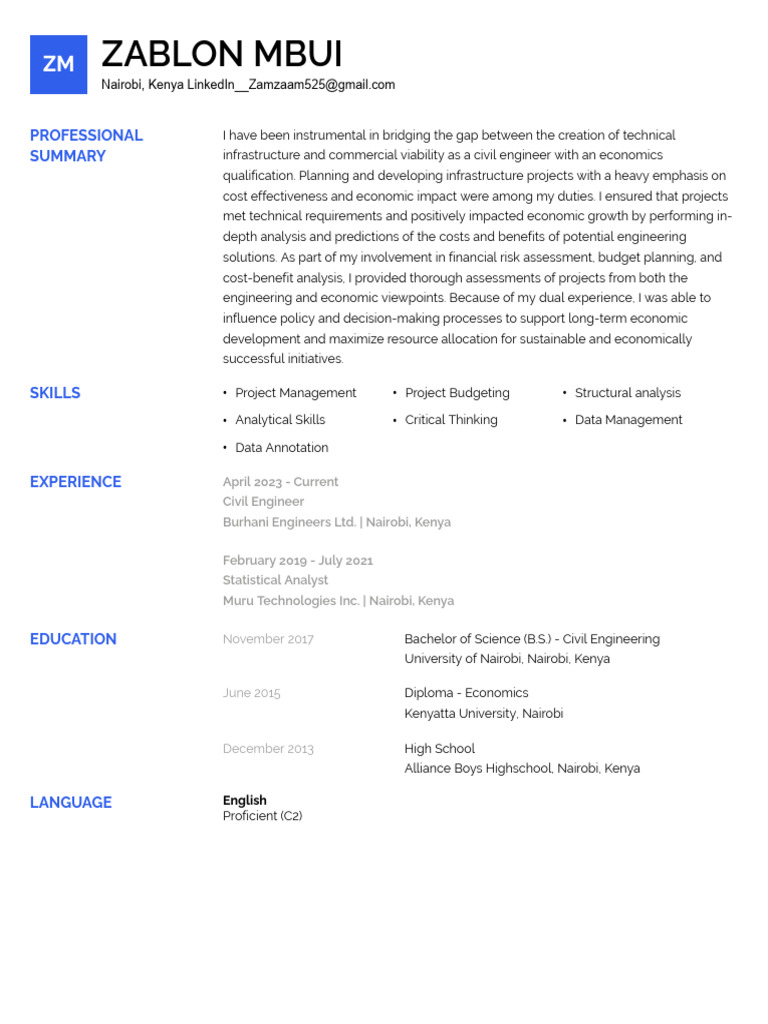 Zablon Mbui Resume | PDF