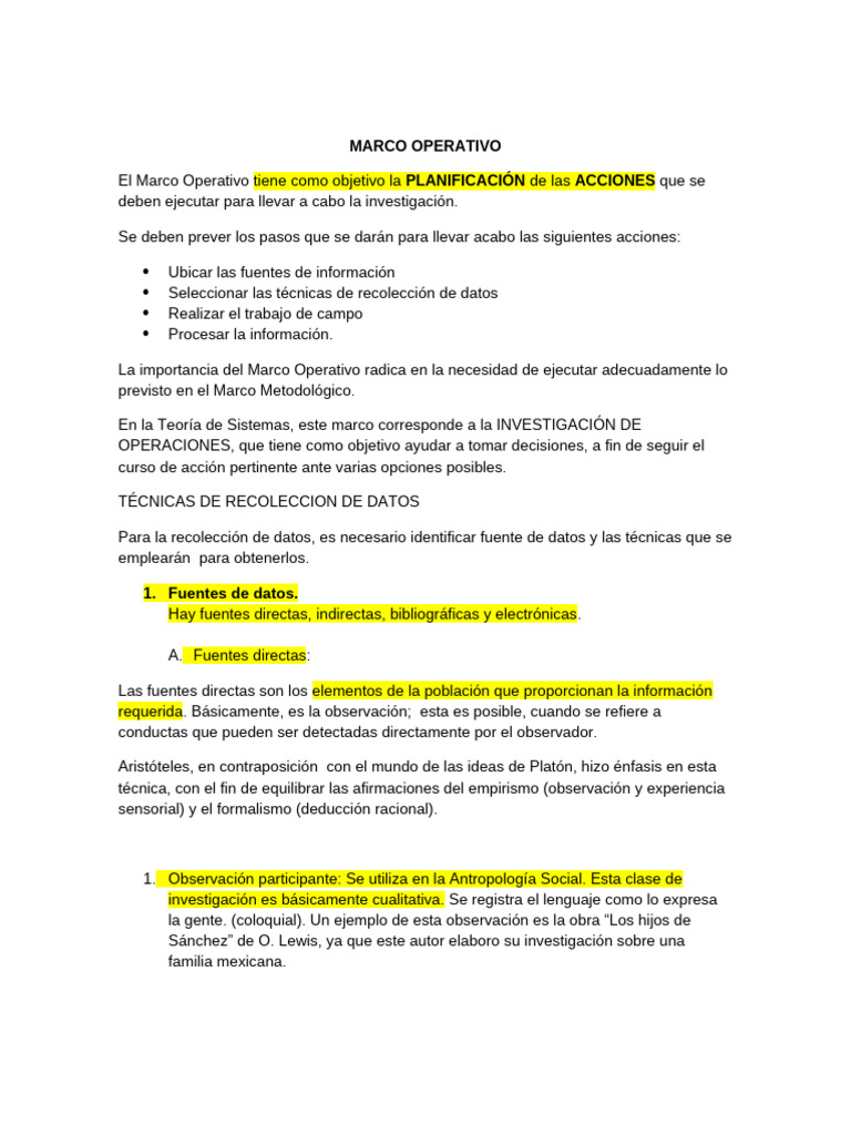 Marco Operativo | PDF